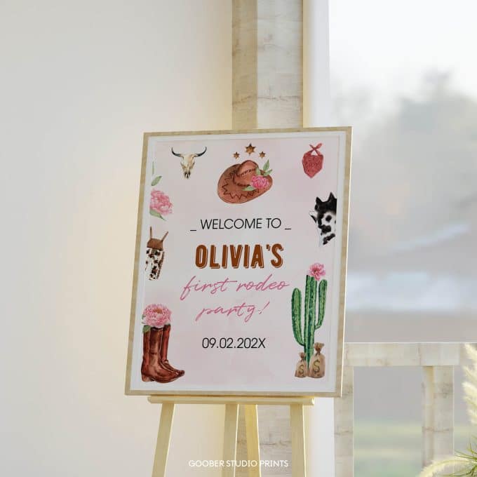 Cowgirl Birthday Welcome Sign - Goober Studio Prints