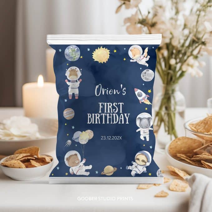 Outer Space Safari Birthday Chip Bags - Goober Studio Prints