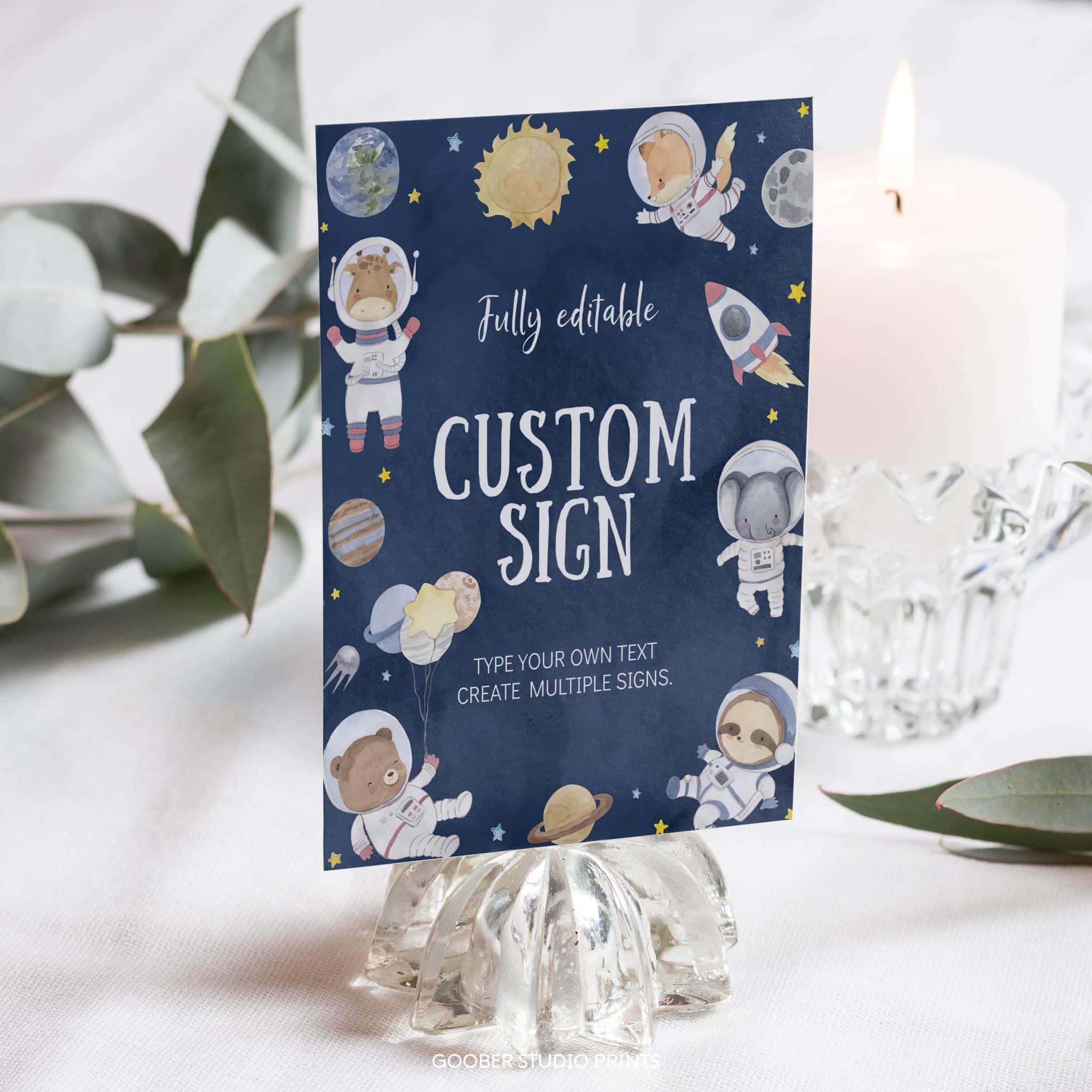Outer Space Safari Birthday Custom Sign - Goober Studio Prints