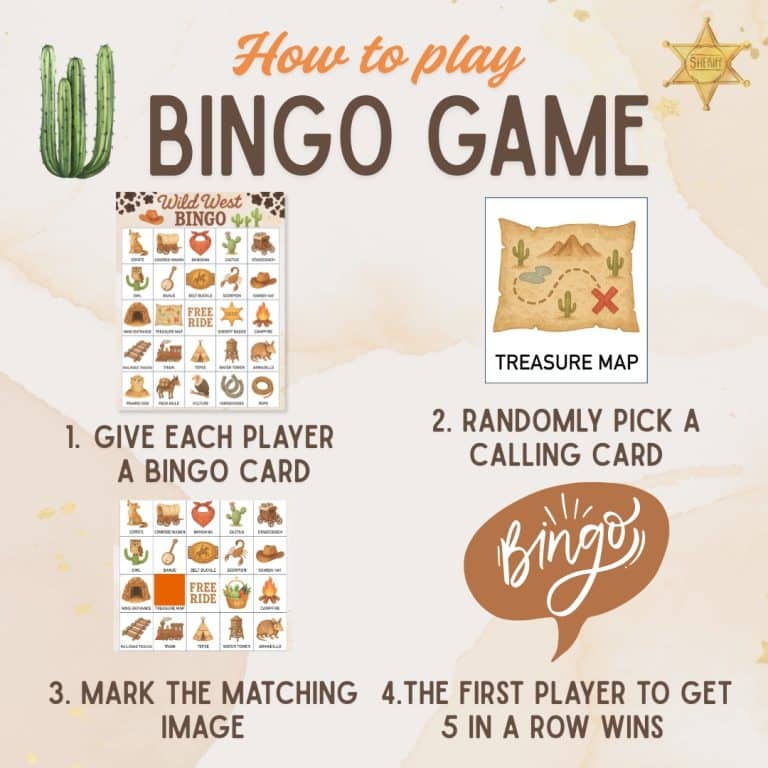 Wild West Bingo Printable Party Game - Goober Studio Prints
