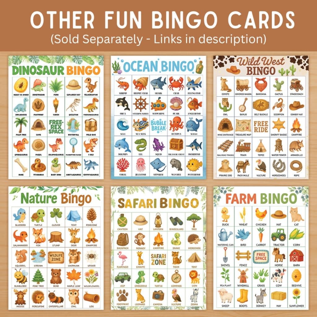 Wild West Bingo Printable Party Game - Goober Studio Prints