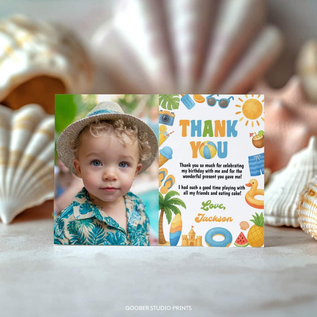 Summer Birthday Thank You Card - Goober Studio Prints