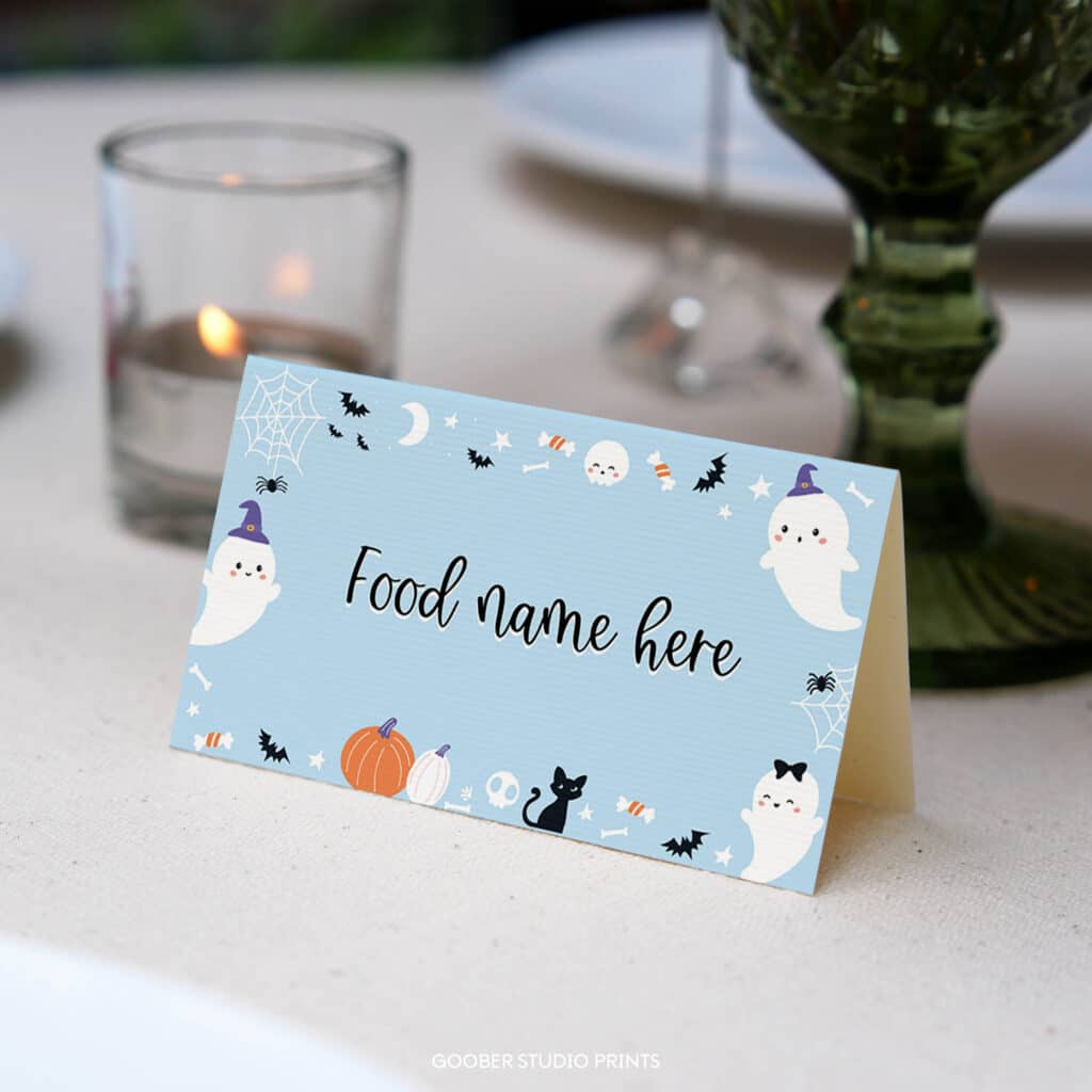 Spooky One Birthday Party Food Tent Cards - Goober Studio Prints