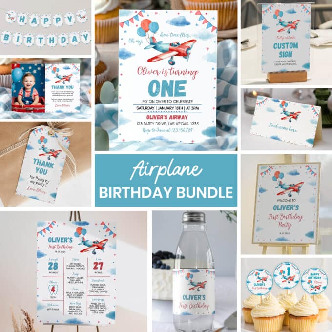 Airplane Birthday Invitation Bundle - Goober Studio Prints