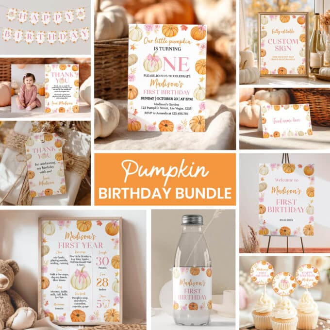 Pumpkin Birthday Invitation Bundle - Goober Studio Prints