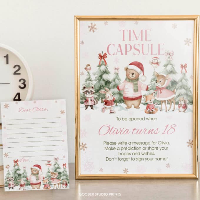 Winter Christmas Birthday Time Capsule Sign & Card - Goober Studio Prints